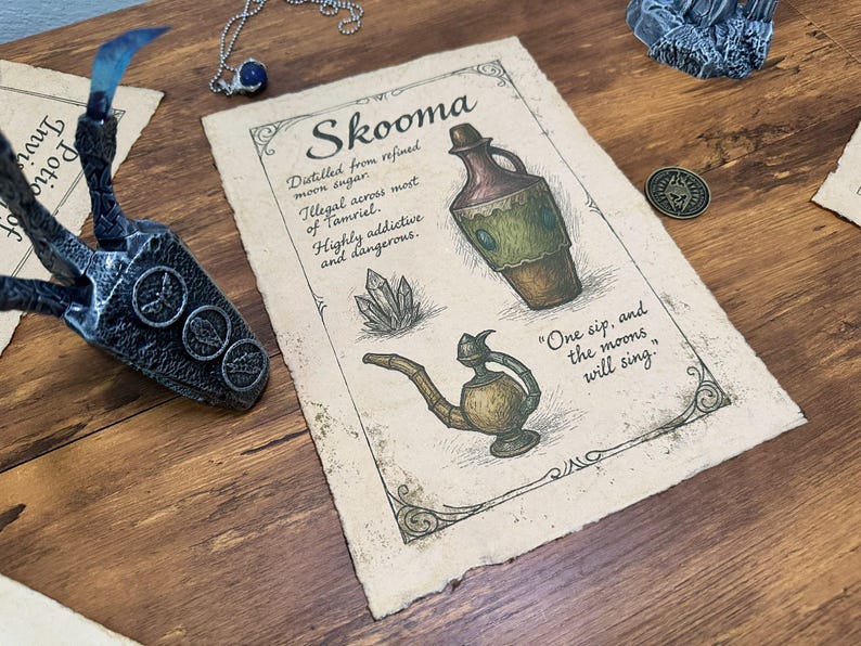 Elder Scrolls Art Print Set: Skooma and Moon Sugar on Vintage Cotton ...