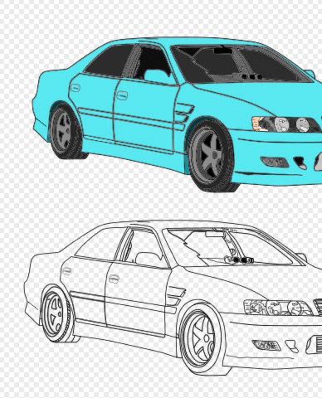 1998 JZX100 Illustration, Color and Wireframe - Etsy