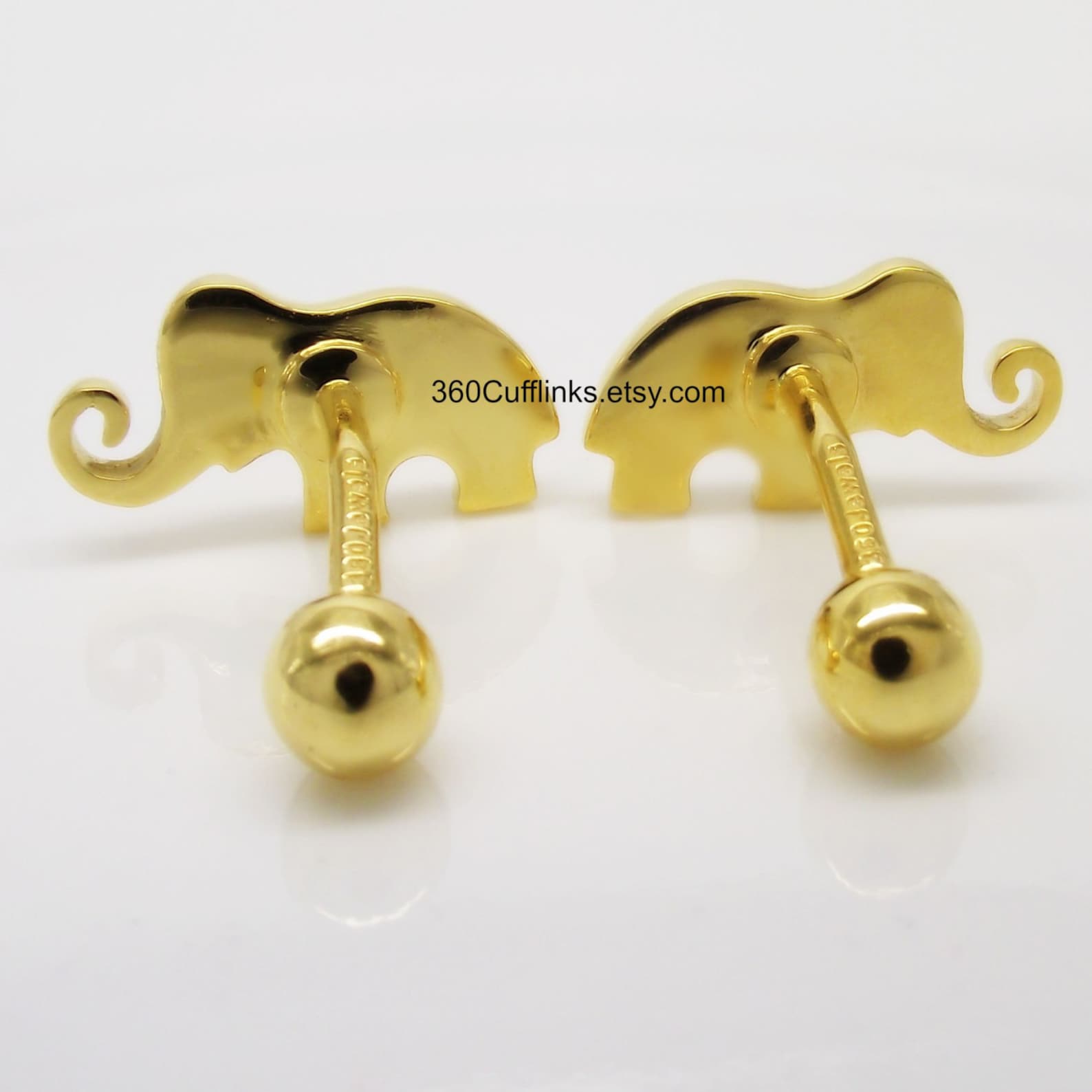 Elephant Cufflinks With Diamond Eyes - Yellow Gold Plated Over Sterling ...