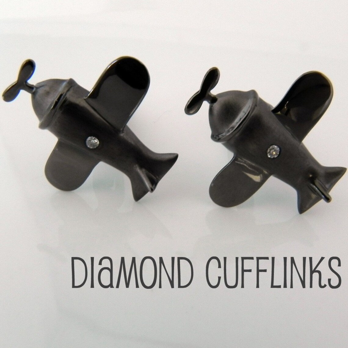 Airplane Cufflinks With Diamonds, Sterling Silver Cufflinks, Unique ...