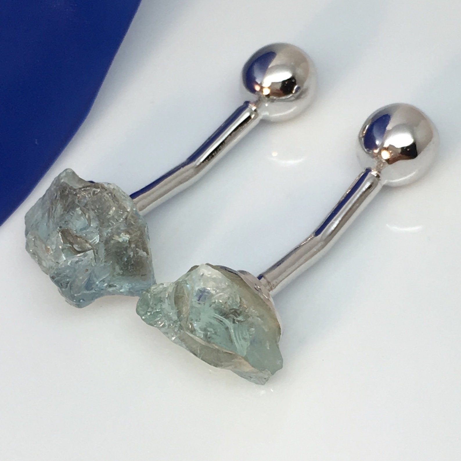 Blue Aquamarine Gemstone Cufflinks, Natural Gemstone Cufflinks, Gifts ...