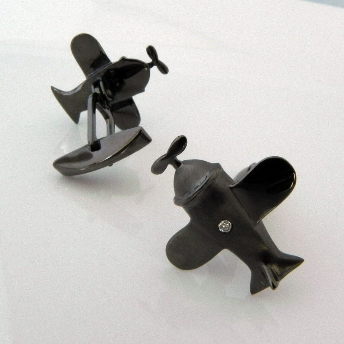 Airplane Cufflinks With Diamonds, Sterling Silver Cufflinks, Unique ...
