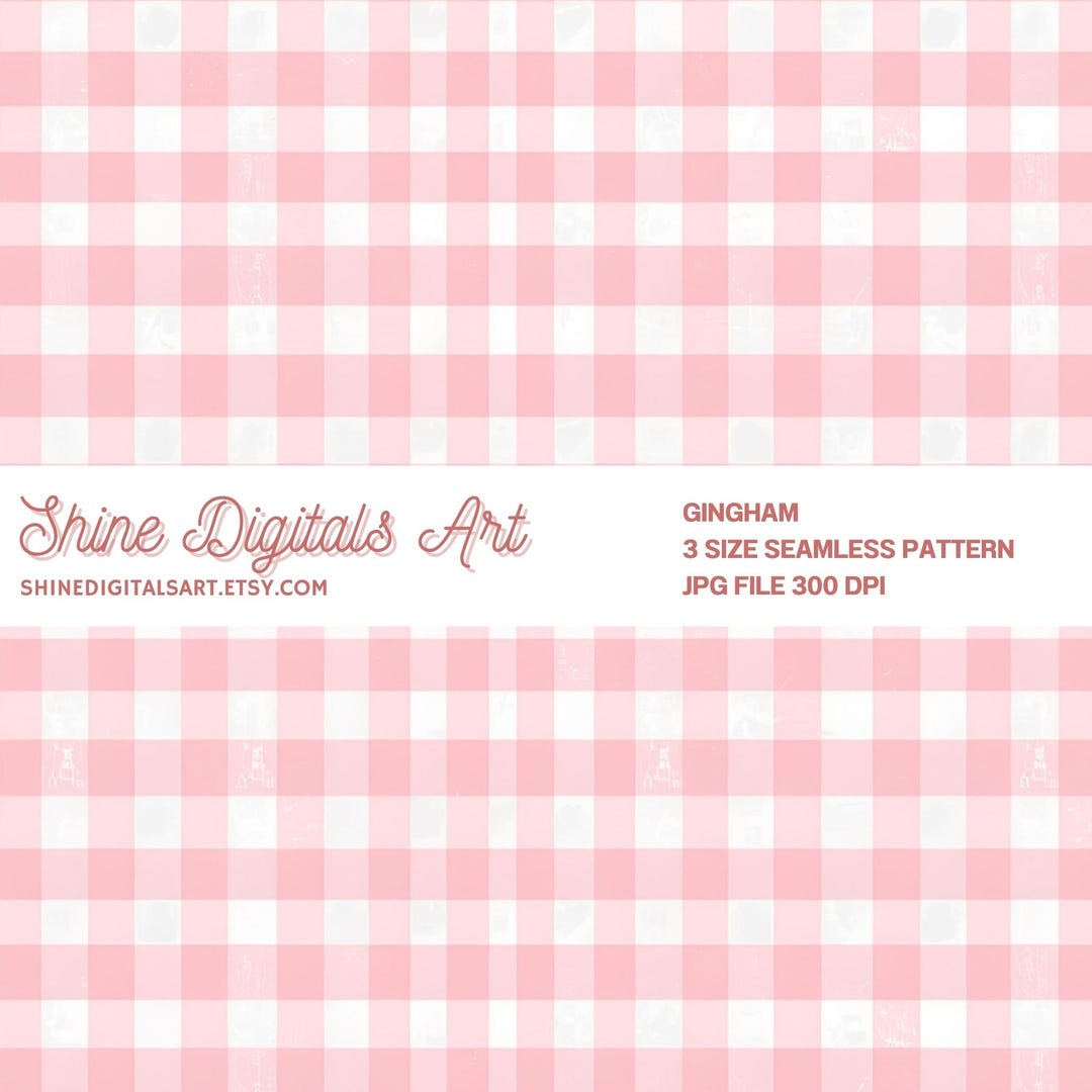 Pastel Pink Gingham Seamless Pattern, Soft Checkered Background ...