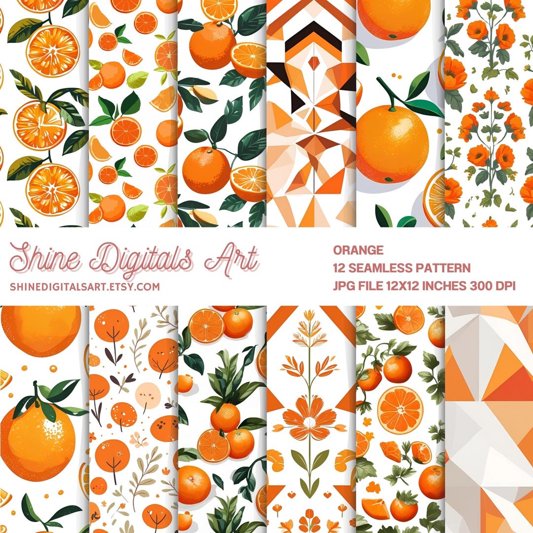 Orange Seamless Pattern | Citrus Fruit Digital Paper for Summer Crafts ...