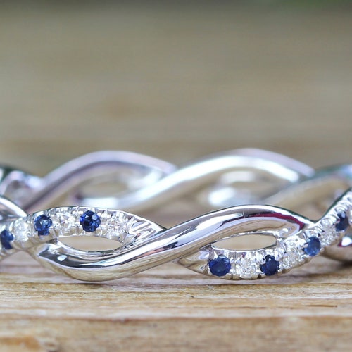 Sapphire Wedding Band Sapphire Infinity Knot Ring Infinity - Etsy Israel