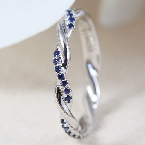 Sapphire Wedding Band Sapphire Infinity Knot Ring Infinity - Etsy Israel