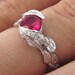 Ruby Leaf Ring, Ruby Leaf Engagement Ring, Diamond Ruby Leaf Ring, Nature Floral Leaves Ring ...