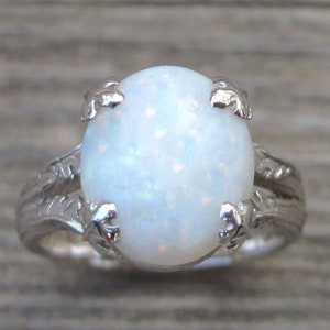 Big Natural Opal Oval Bark Leaf Engagement Ring, Opal Leaves Ring, Twig ...