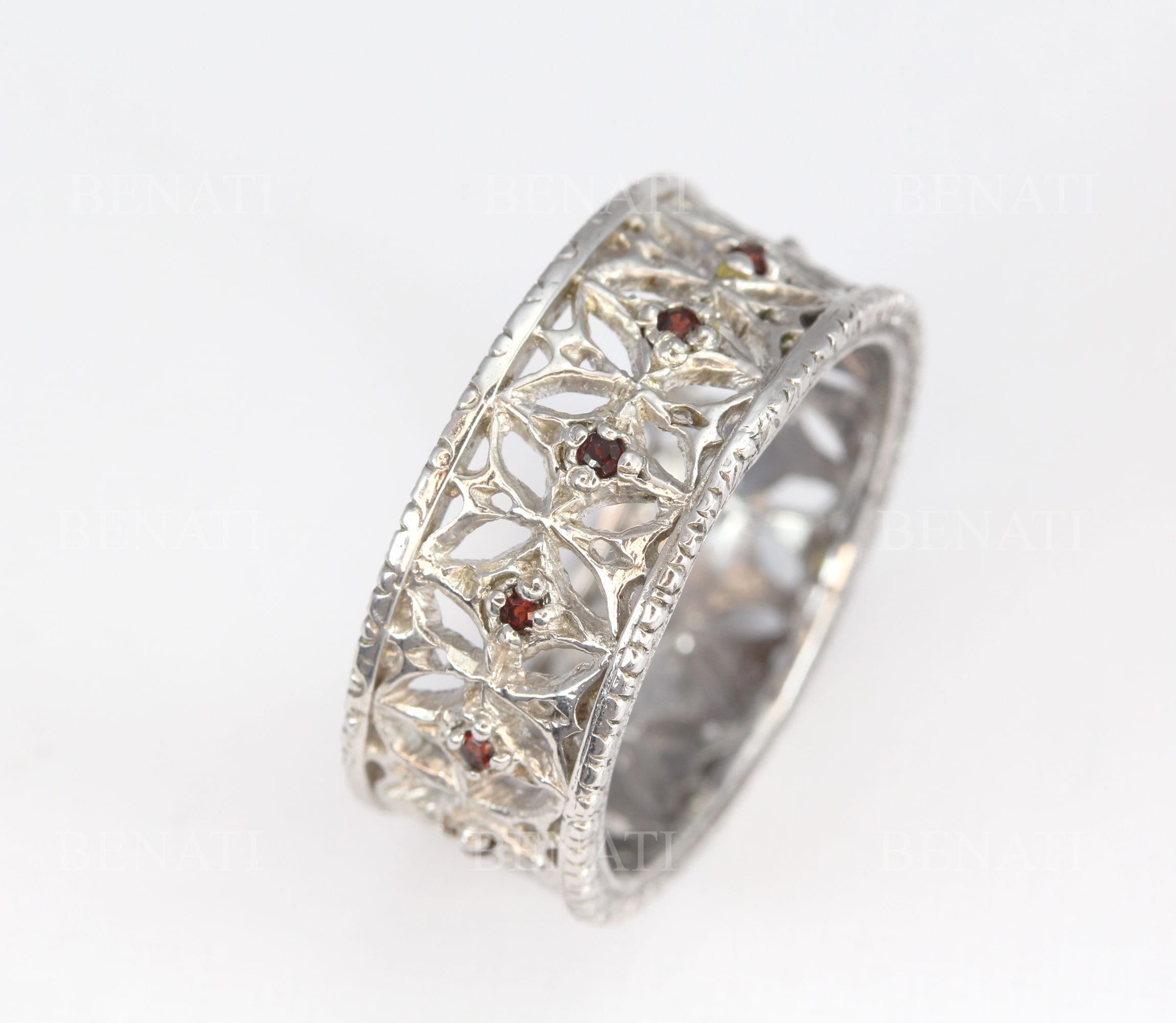 White Gold Filigree Ring Filigree Wedding Band Diamond | Etsy