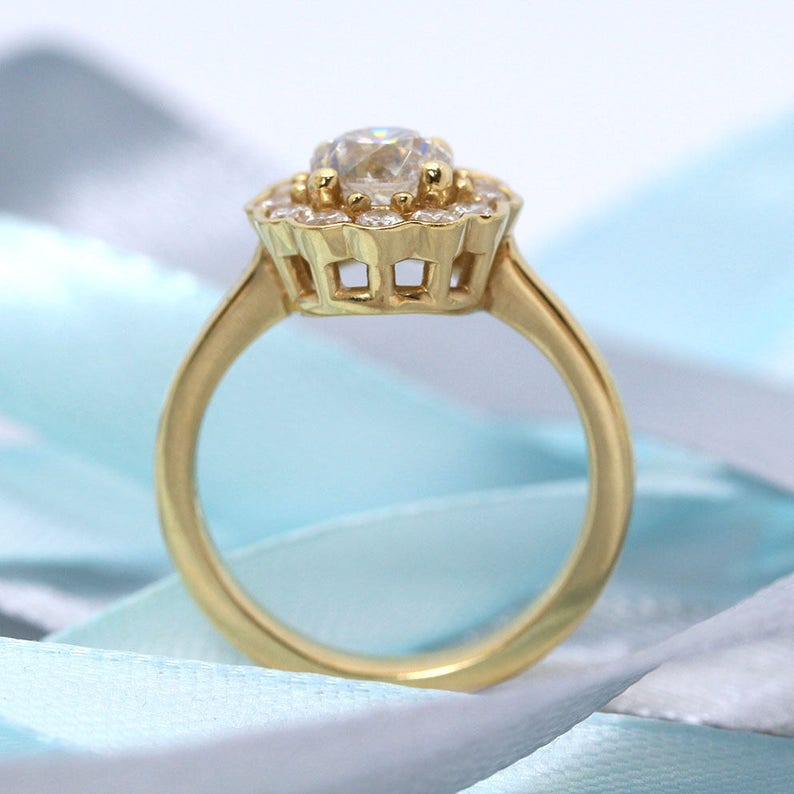 1.26 Carat Diamond Engagement Ring Vintage Style Cluster | Etsy