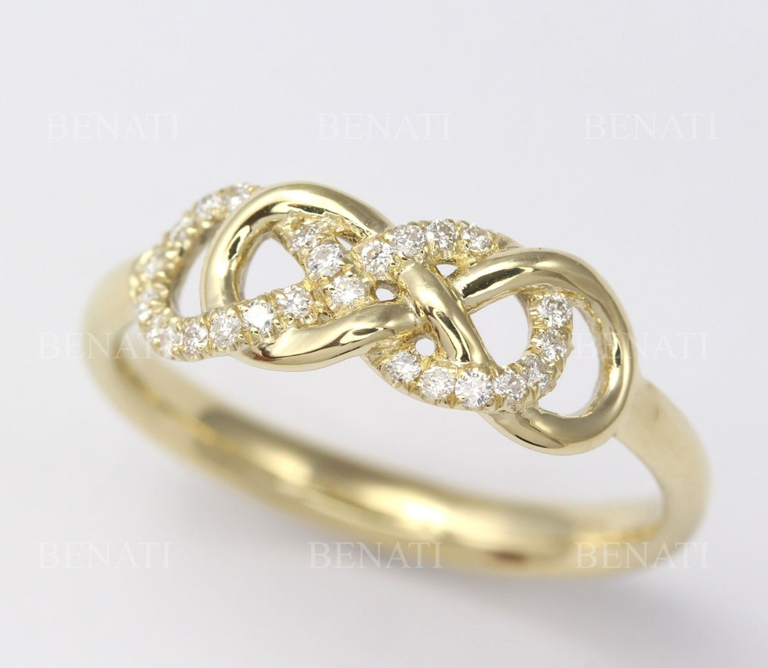 Double Knot Diamond Ring, Diamond Infinity Ring, Double Infinity Ring ...