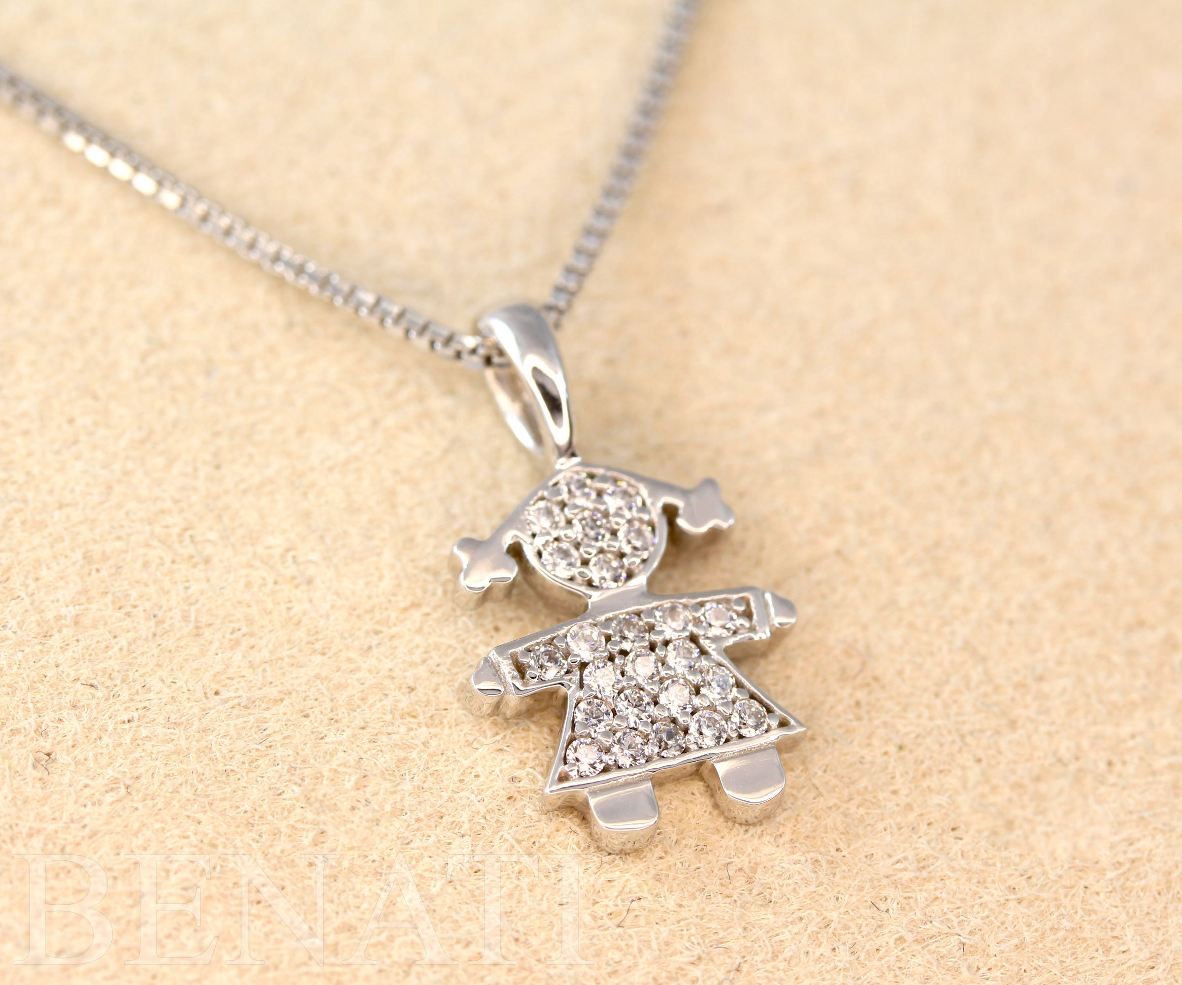 Gold Girl Baby Pendant Child Pendant 14k Solid Yellow Gold - Etsy