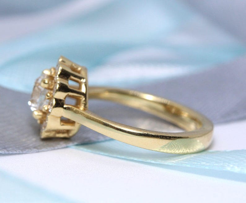 1.26 Carat Diamond Engagement Ring Vintage Style Cluster | Etsy