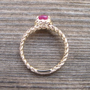 Ruby Engagement Ring, Cushion Ruby Braided, Rope Engagement Ring ...