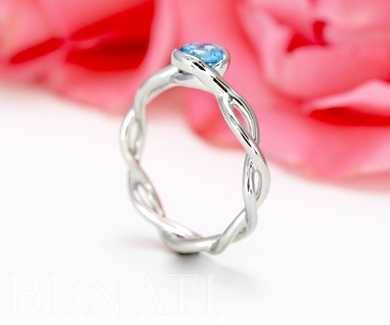 Blue Topaz Twisted Rope Infinity Ring Braided Ring Rope - Etsy