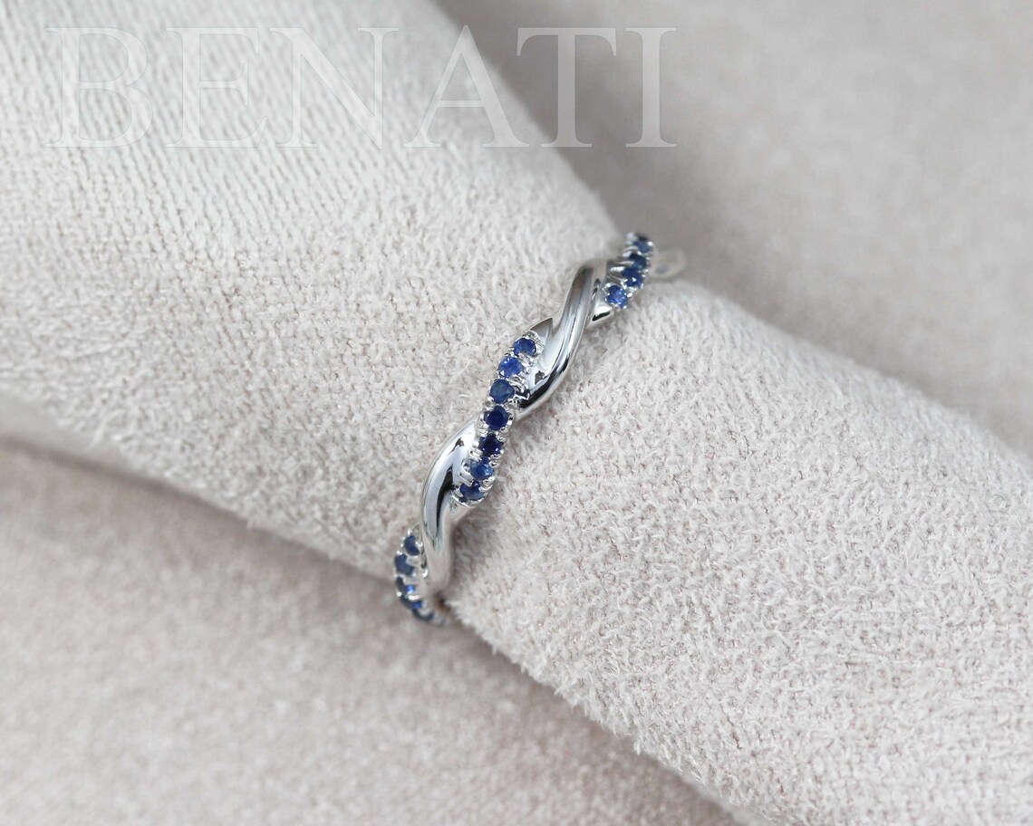 Sapphire Wedding Band Sapphire Infinity Knot Ring Infinity - Etsy