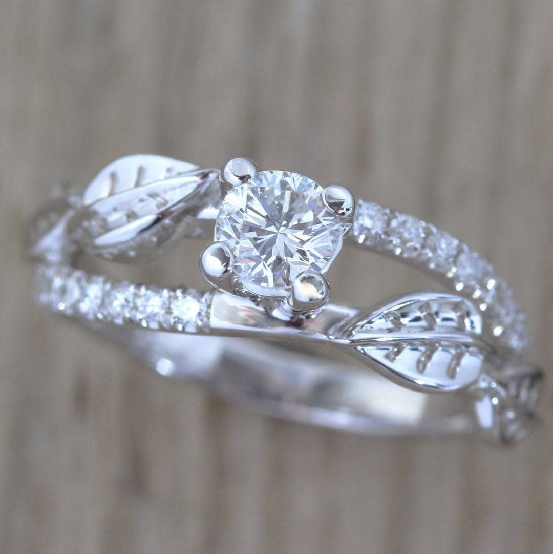 Nature Engagement Ring, Twig Engagement Ring, Nature Ring, Leaves Ring ...
