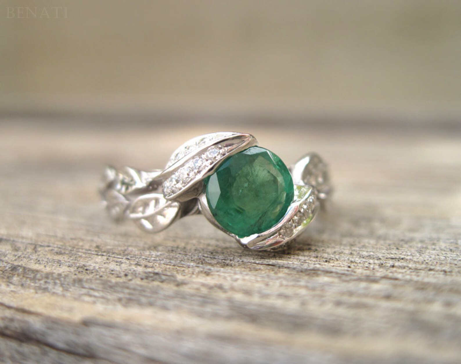 Platinum Natural Emerald Leaves Engagement Ring Leaf Ring | Etsy