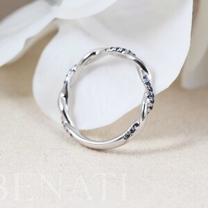 Sapphire Wedding Band, Sapphire Infinity Knot Ring, Infinity Sapphire ...