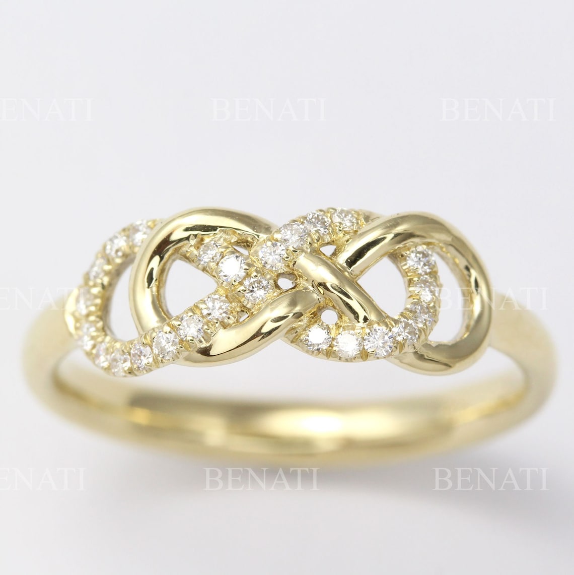 Double Knot Ring With Diamonds Infinity Love Knot Celtic - Etsy