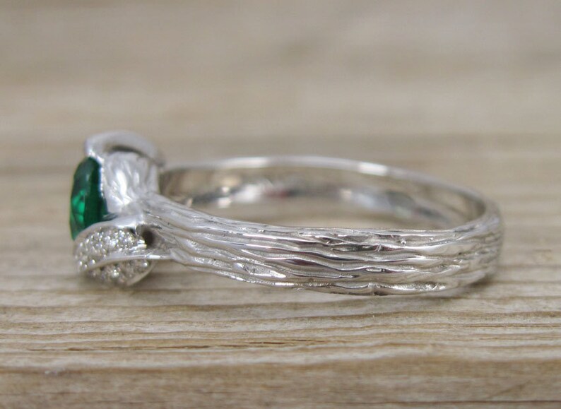 Leaf Engagement Ring Emerald Engagement Ring Twig Leaves | Etsy