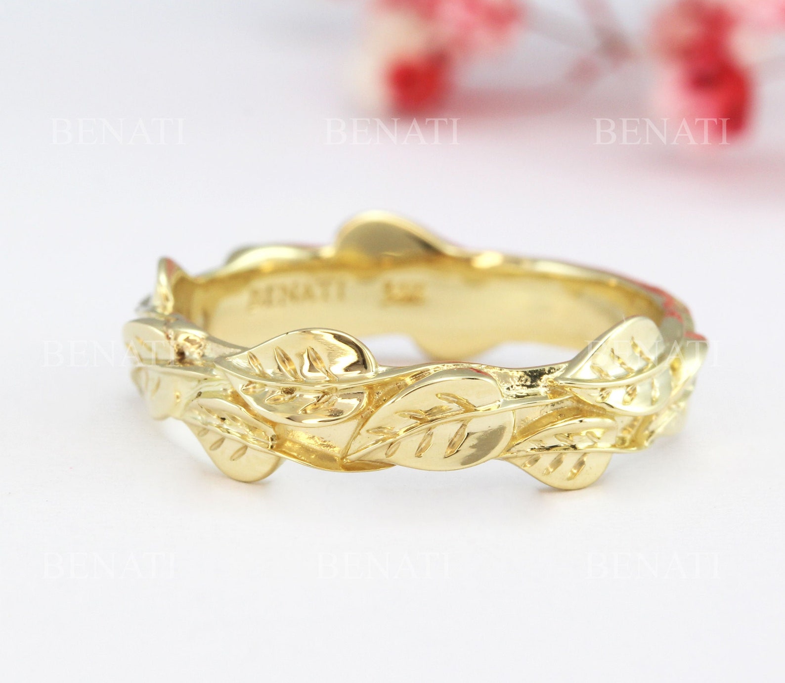 Gold Leaf Wedding Ring Gold Wedding Leaf Ring Leaves Wedding - Etsy