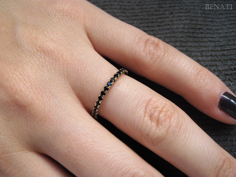 Sale Stackable Black Eternity Ring Black Stones Infinty - Etsy