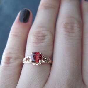 18k Ruby Engagement Ring, Cushion Ruby Braided Rope Engagement Ring ...