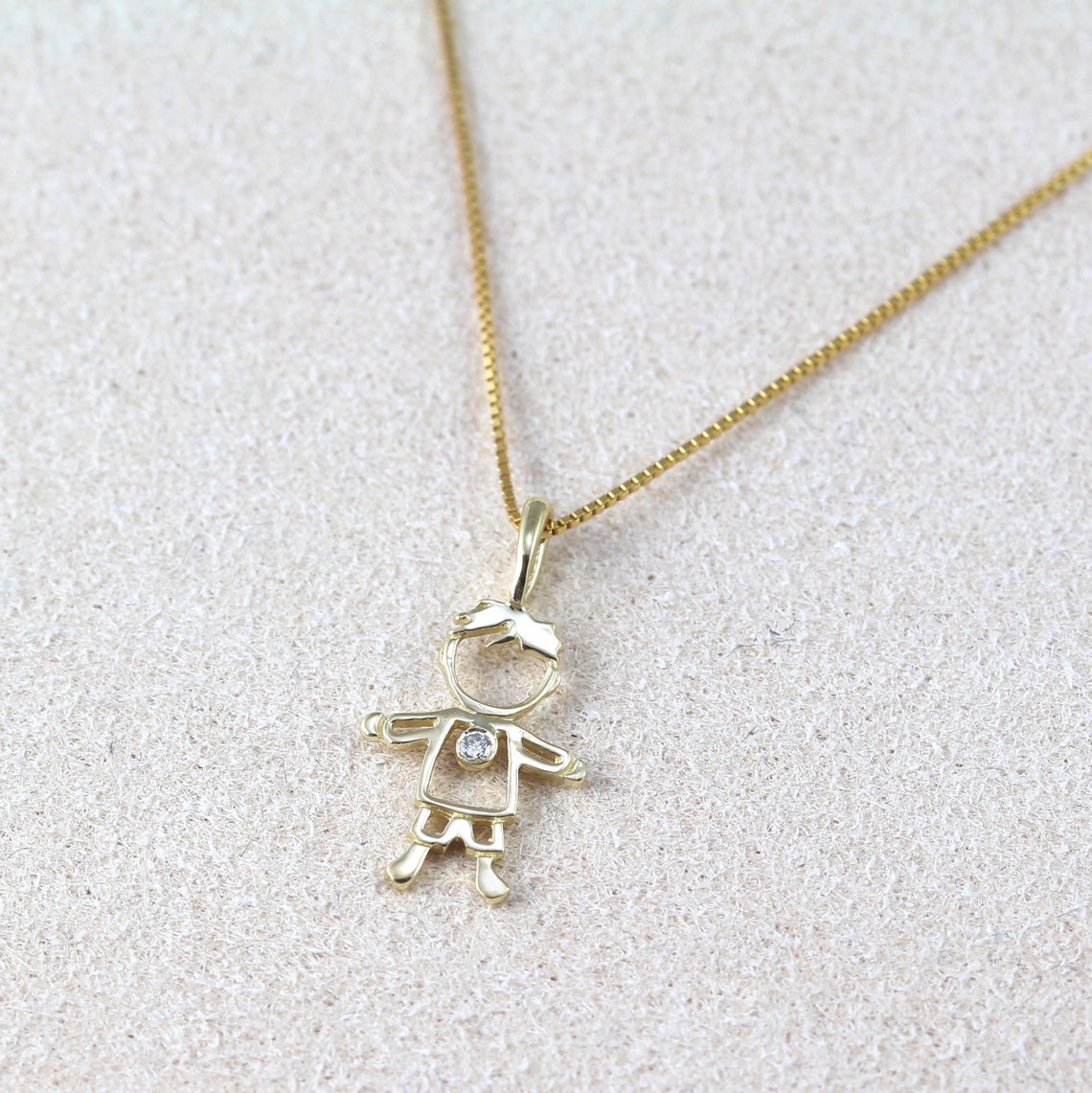 Solid Gold Baby Boy Pendant Diamond Child Pendant Boy - Etsy
