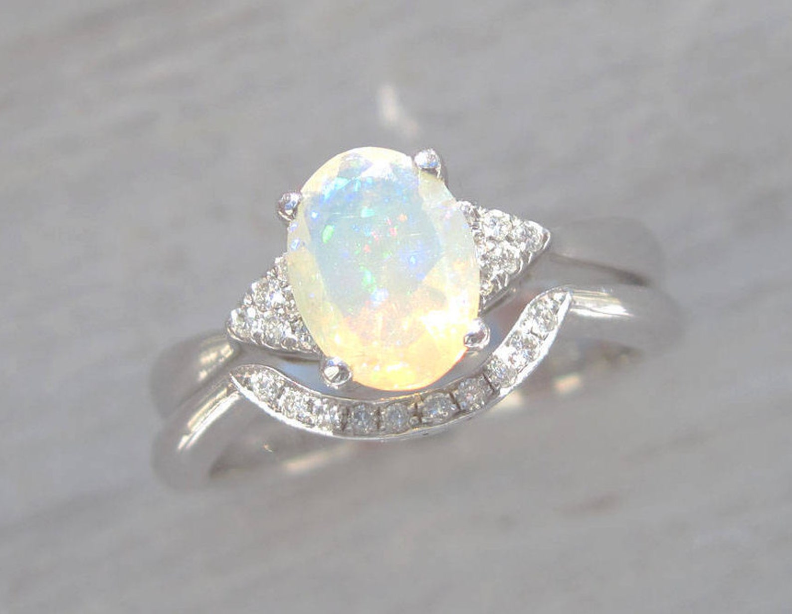 Natural Genuine Opal Engagement Ring Antique Style Engagement - Etsy