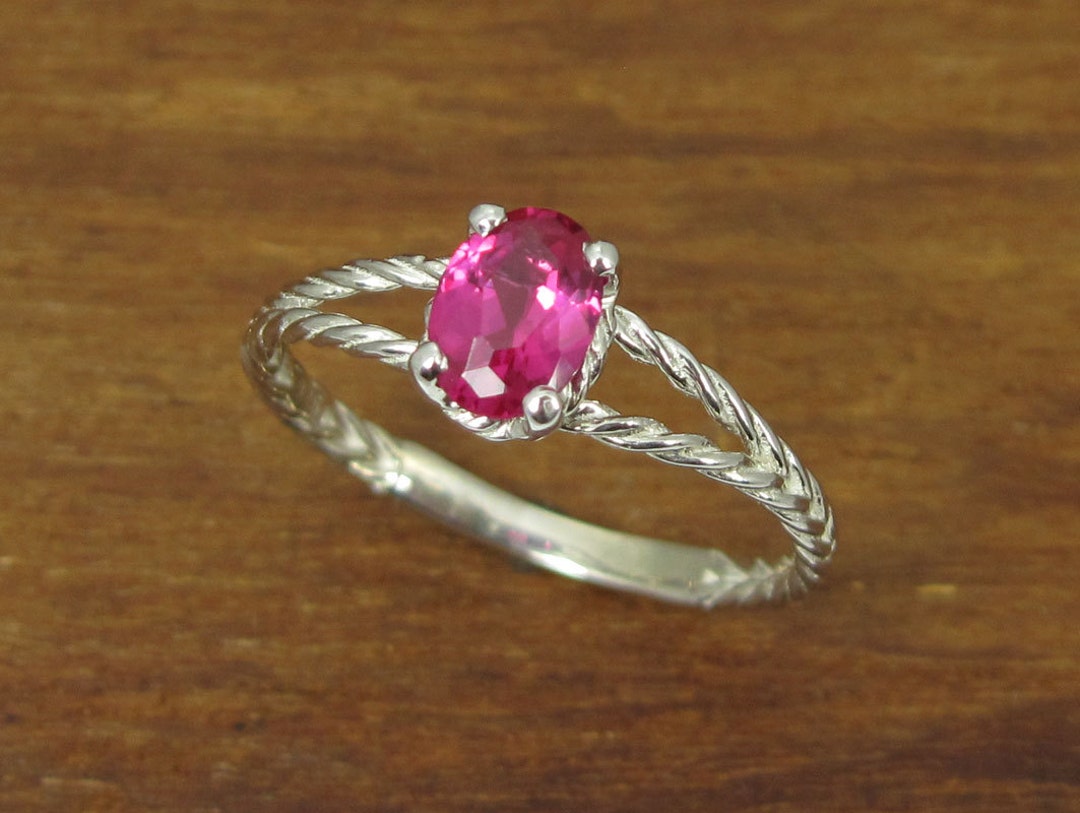 Ruby Engagement Ring, Twisted Rope Oval Ruby Engagement Ring, White ...