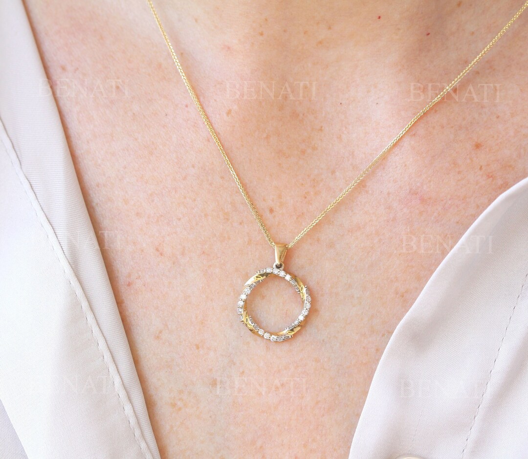 Mobius Diamond Necklace, 14k Gold Infinity Pendant With Diamonds, Gift ...