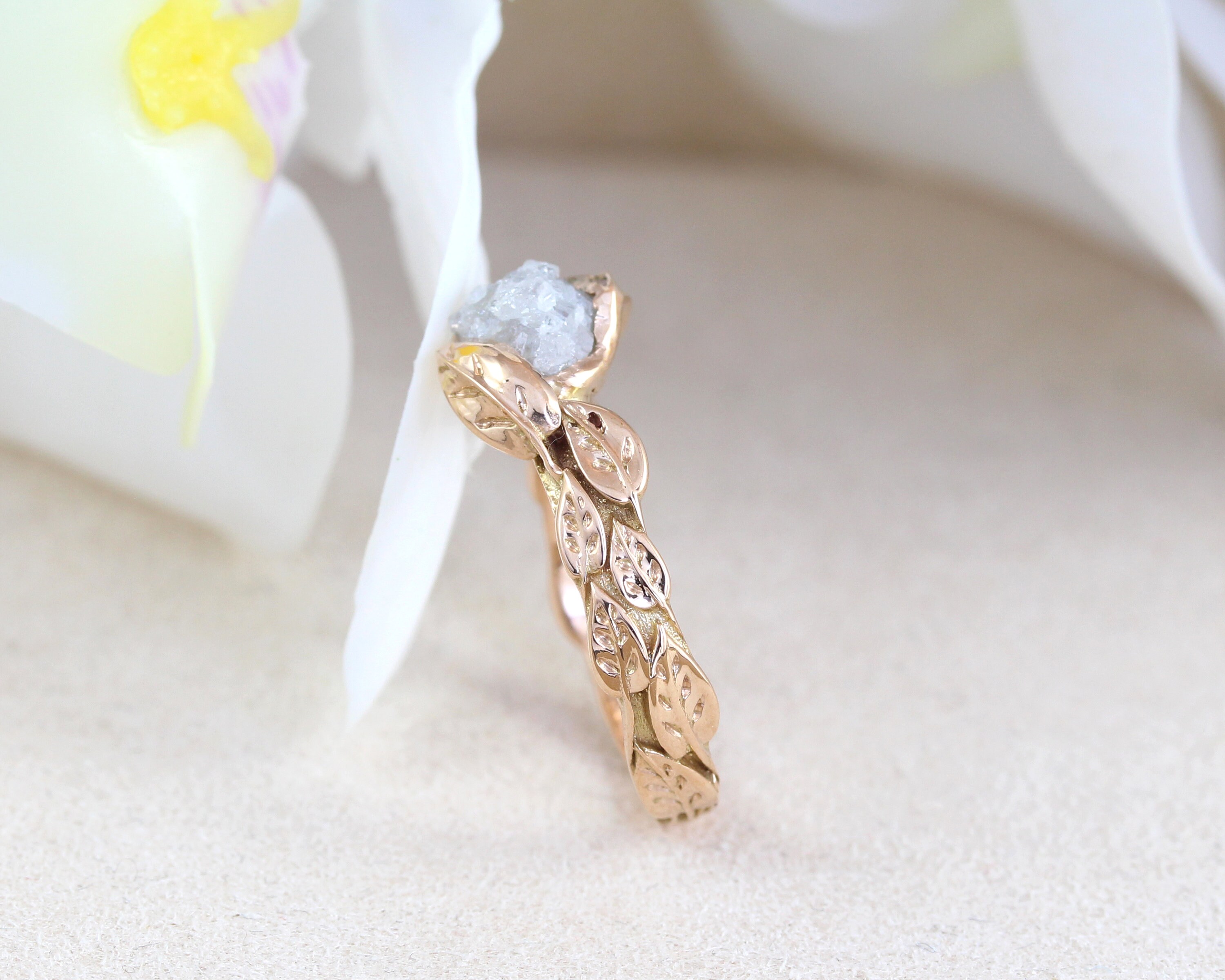 Rough Uncut Diamond Nature Inspired Engagement Ring Boho Raw | Etsy