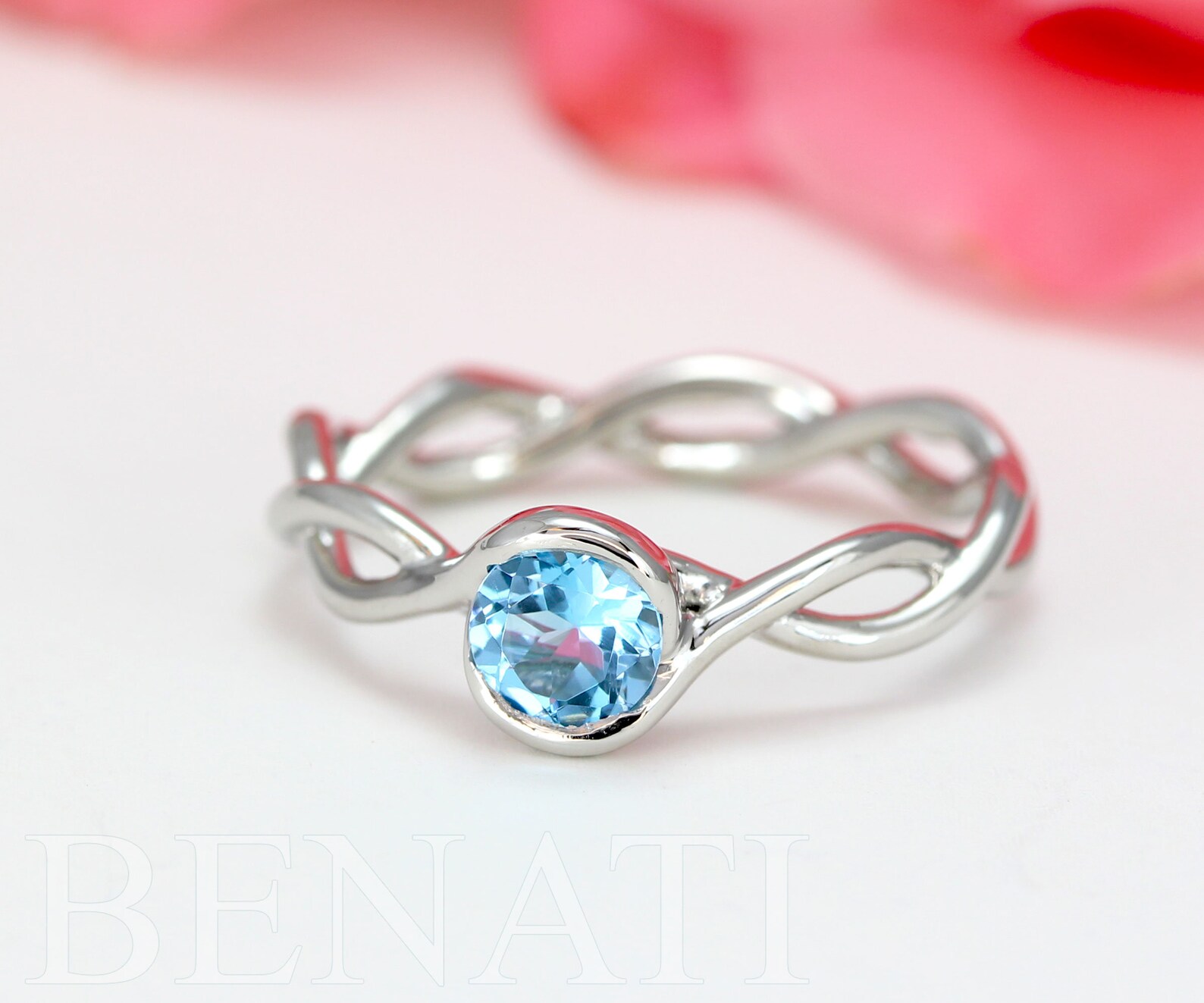 Blue Topaz Twisted Rope Infinity Ring Braided Ring Rope - Etsy
