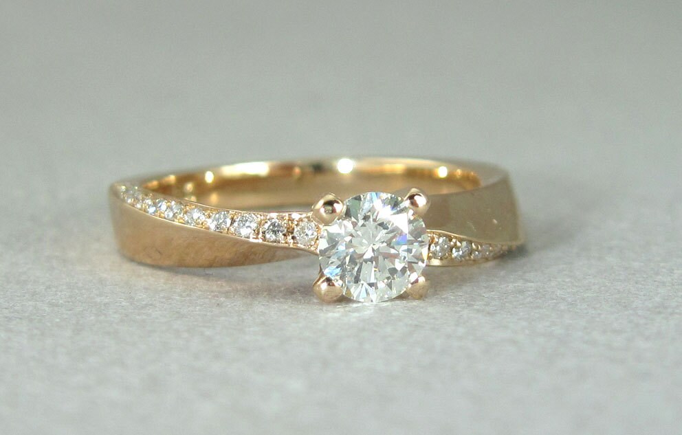 Mobius Wave Diamond Engagement Ring Yellow Gold Diamond - Etsy Israel