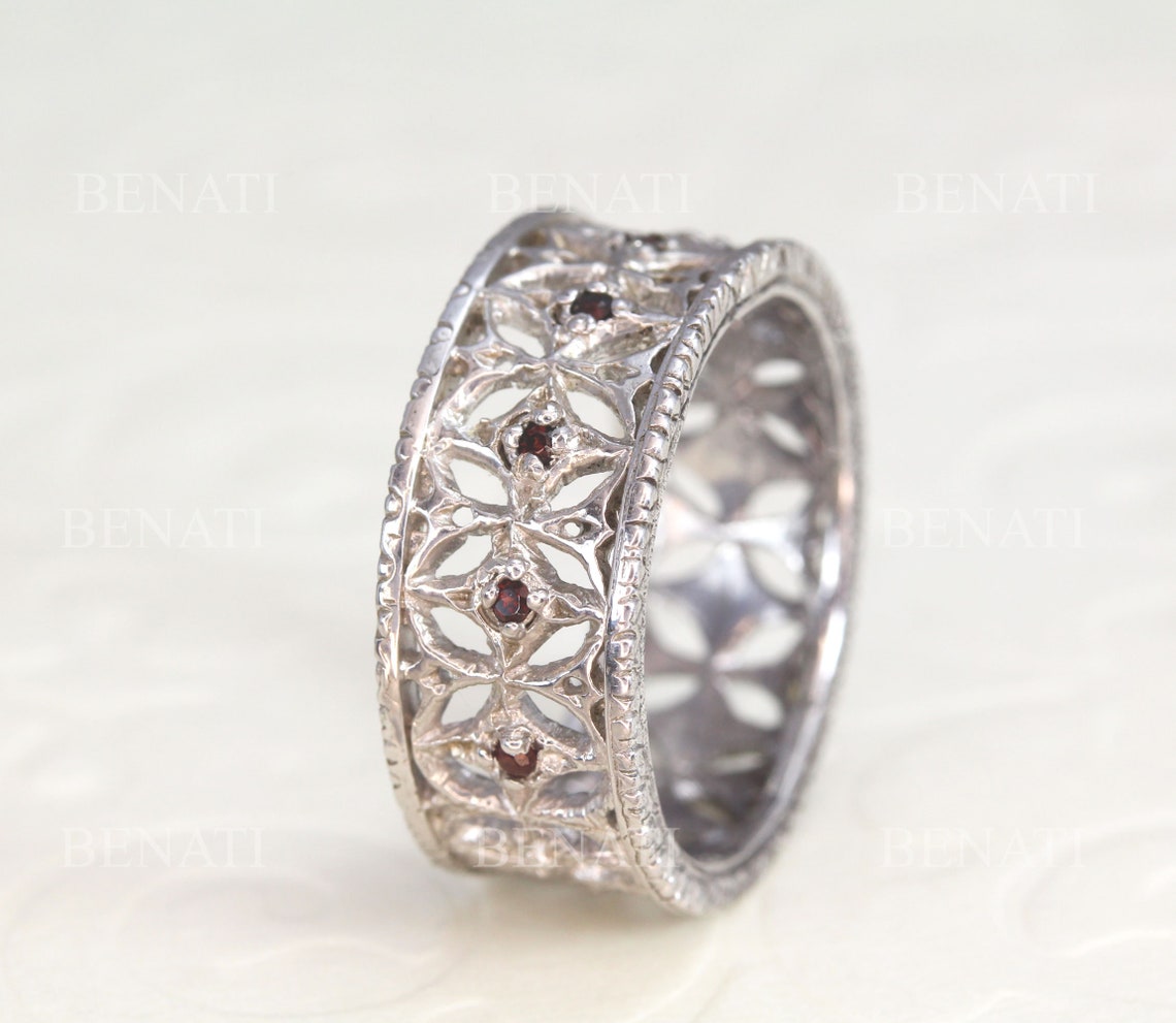 Antique Filigree Diamond Wedding Band Vintage Yellow Gold | Etsy