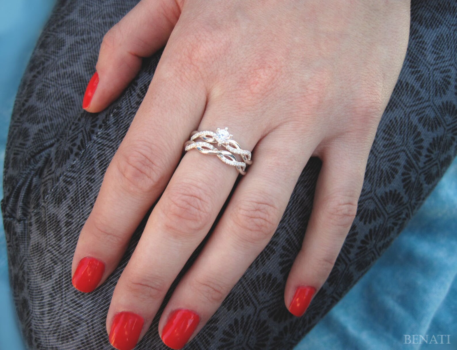 Diamond Infinity Ring Bridal Set Infinity Knot Engagement and - Etsy