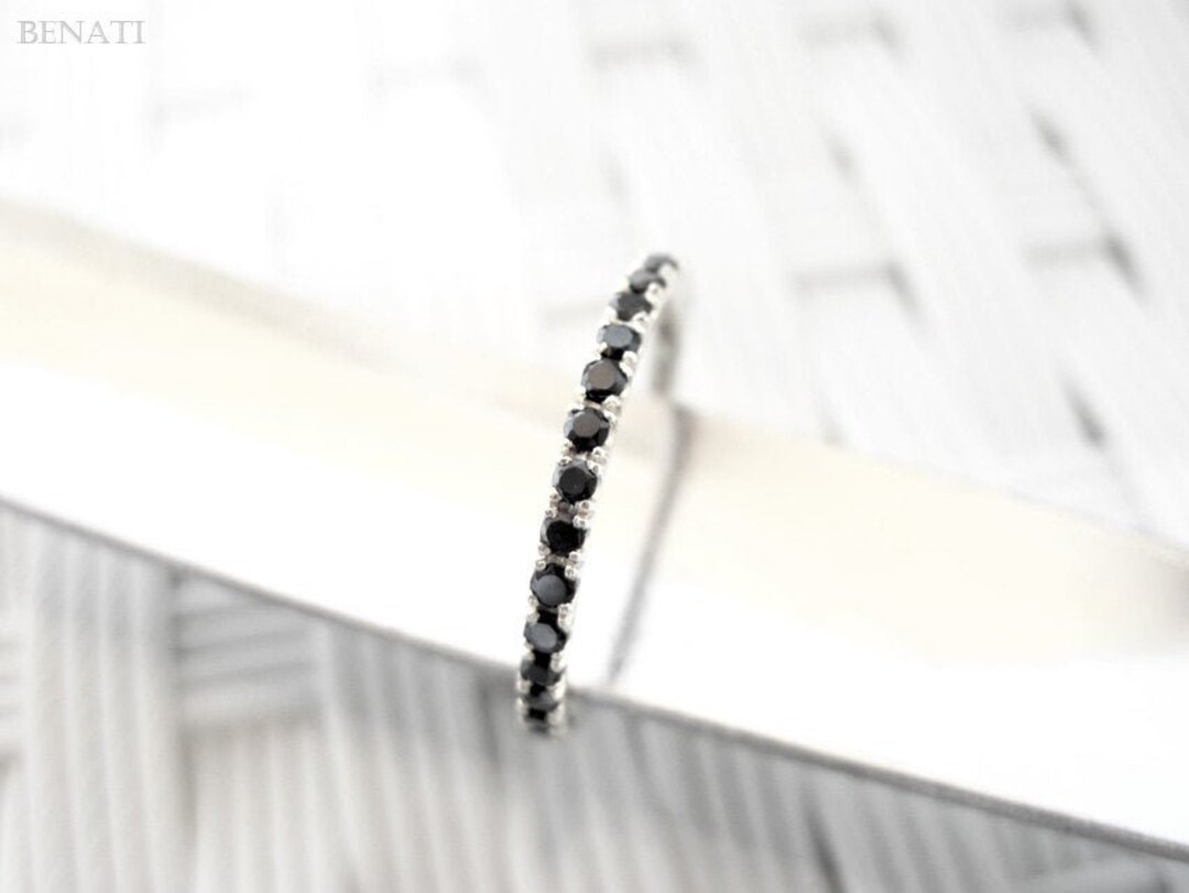 Sale Stackable Black Eternity Ring, Black Stones Infinty Ring, Black ...