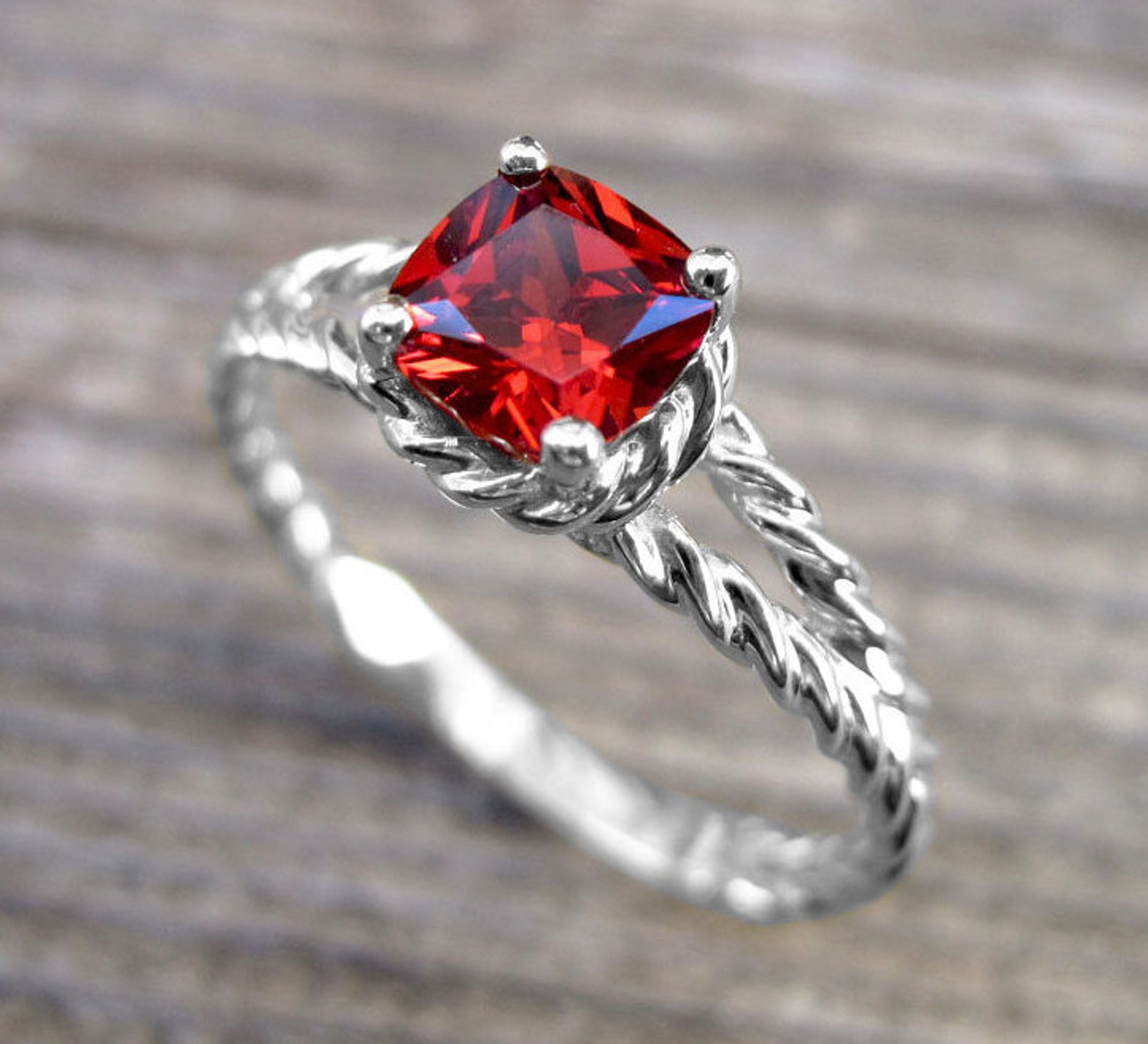 Ruby Gemstone Engagement Ring Promise Ring Cushion Ruby | Etsy