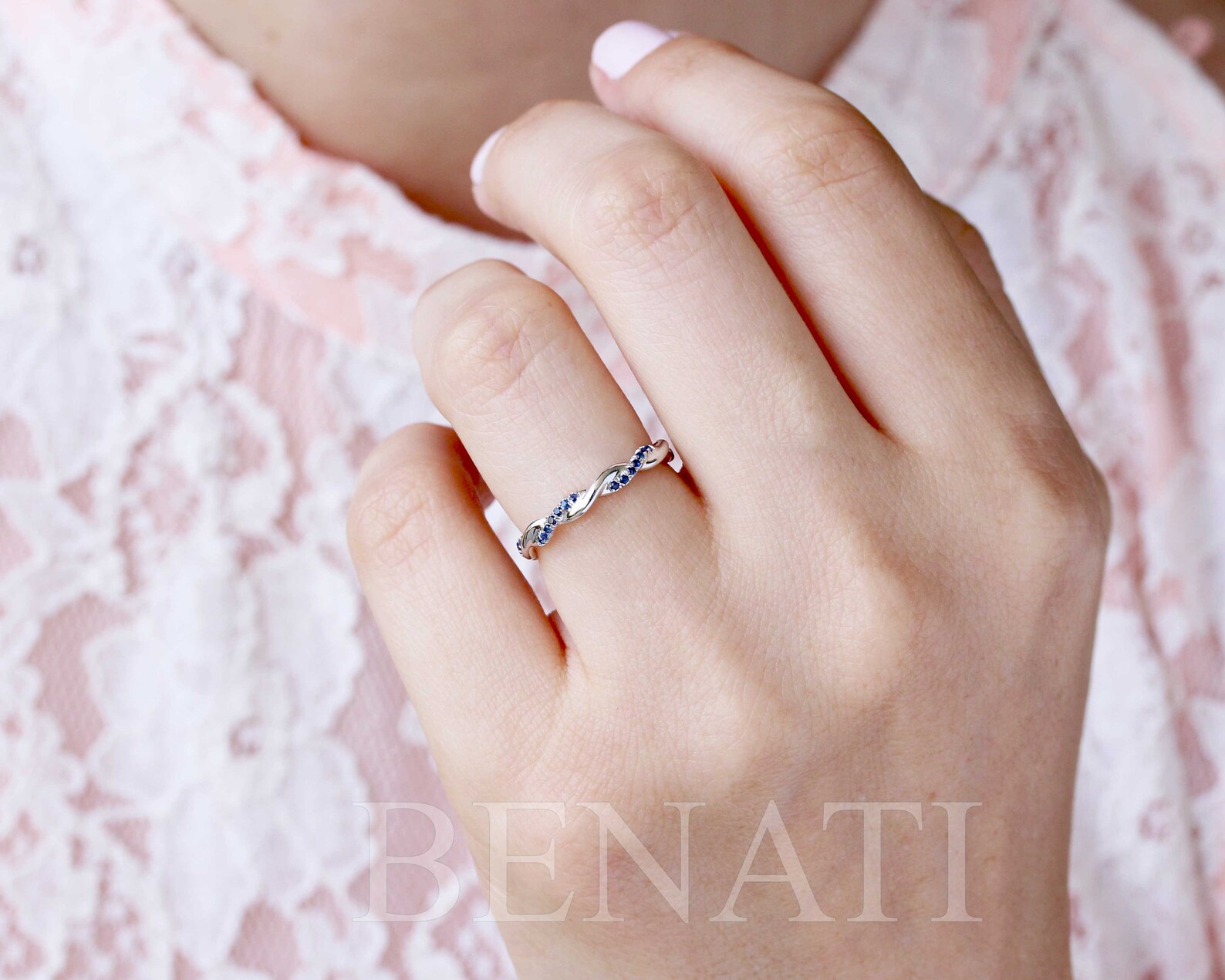 Sapphire Wedding Band Sapphire Infinity Knot Ring Infinity - Etsy Israel