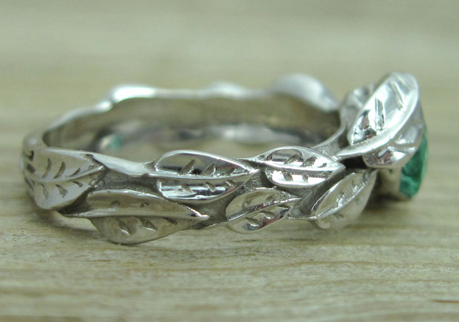 Natural Emerald Engagement Ring Emerald Leaf Ring Emerald | Etsy