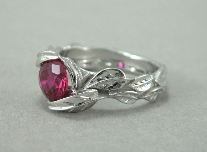 Ruby Leaf Engagement Ring Leaves Engagement Ring Gemstone - Etsy