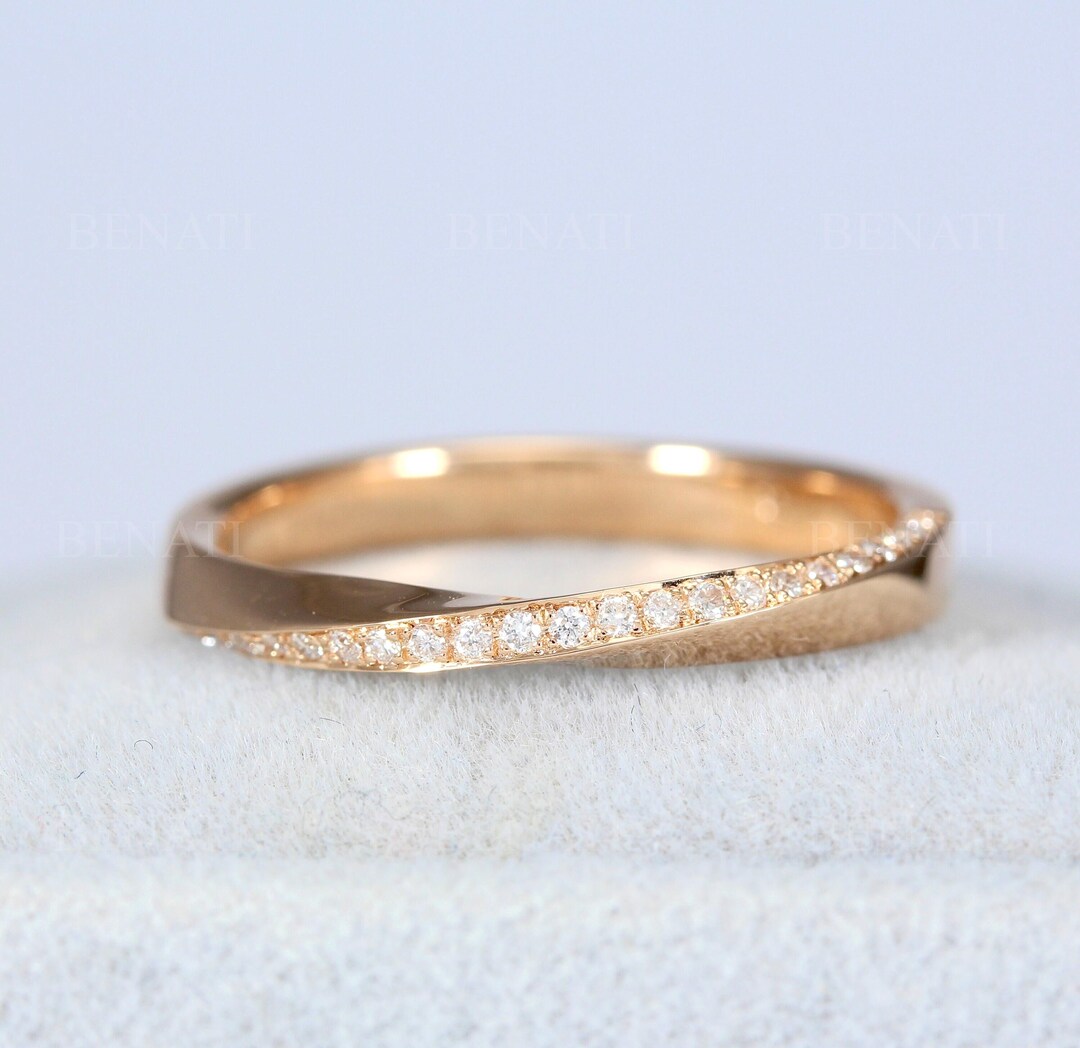 Mobius Diamond Wedding Band: 14k Gold Eternity Ring, 2mm - Etsy