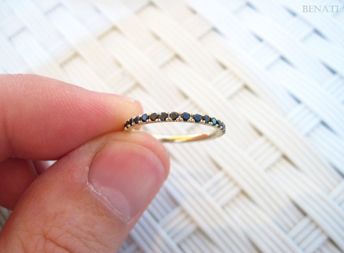 Sale Stackable Black Eternity Ring Black Stones Infinty - Etsy