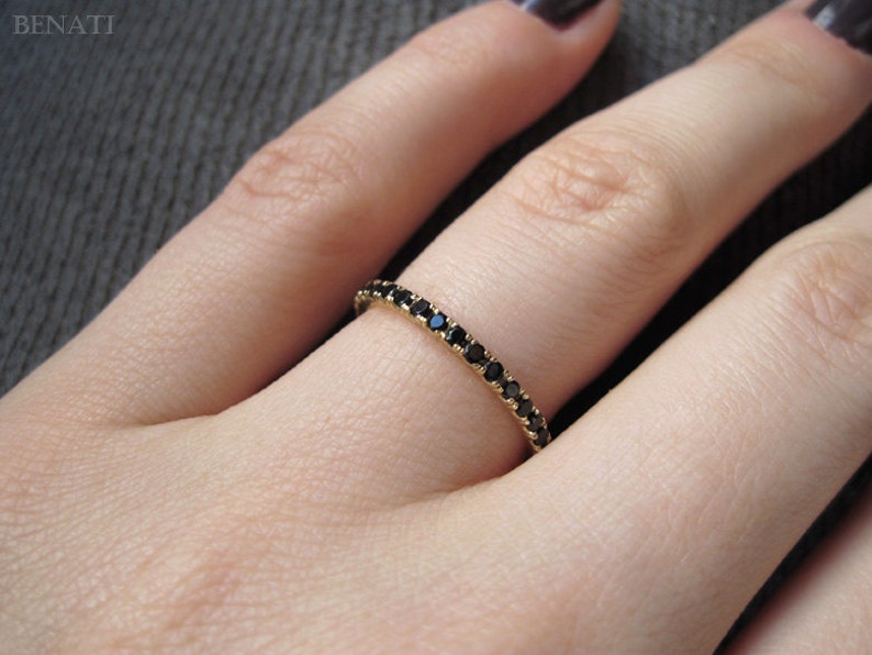 Sale Stackable Black Eternity Ring Black Stones Infinty - Etsy