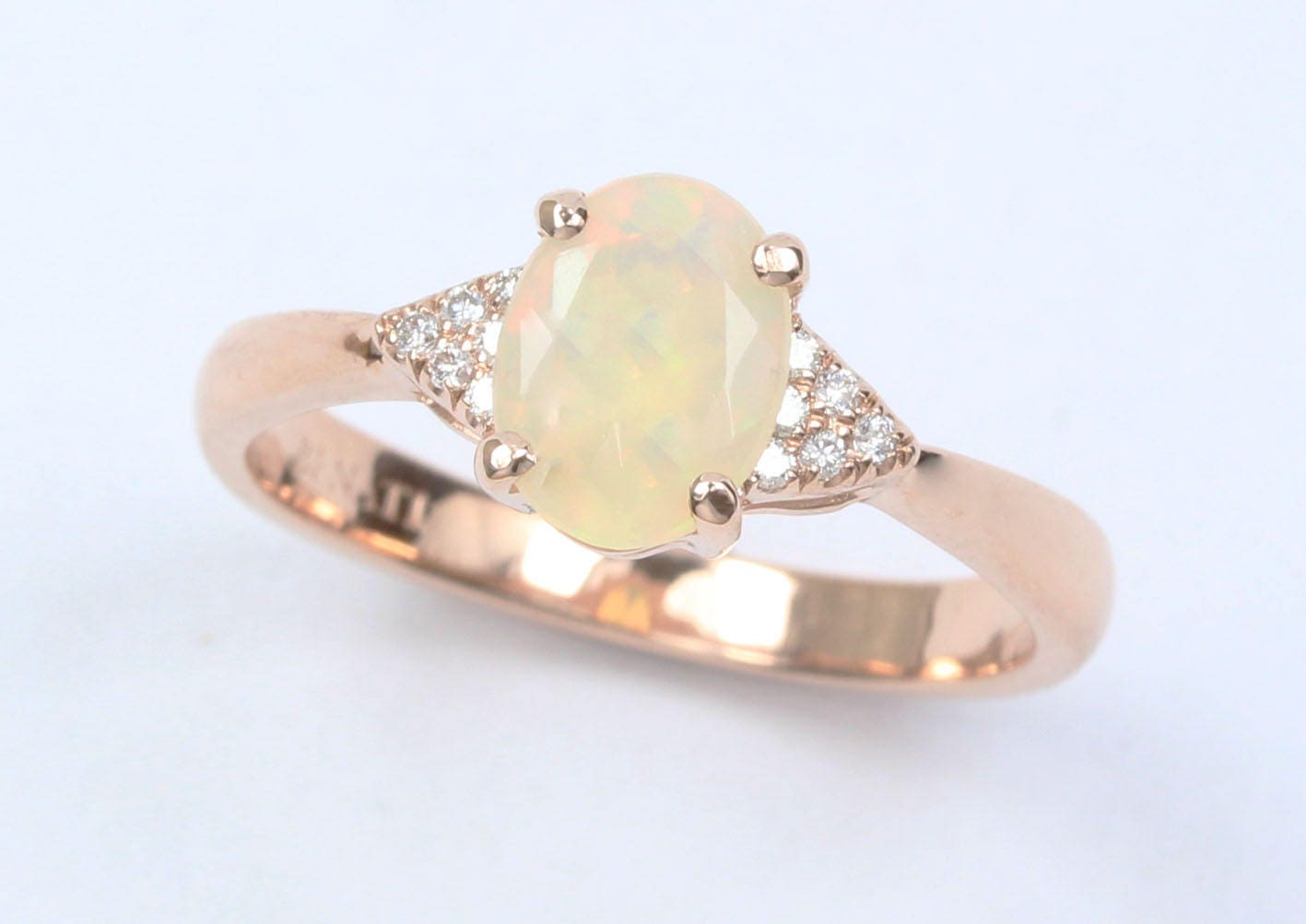 Natural Opal Engagement Ring Fire Opal Wedding Ring Rose Gold | Etsy