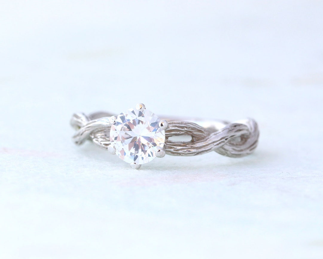 Infinity Nature Engagement Ring, Elvish Wood Engagement Ring, Bark Ring ...