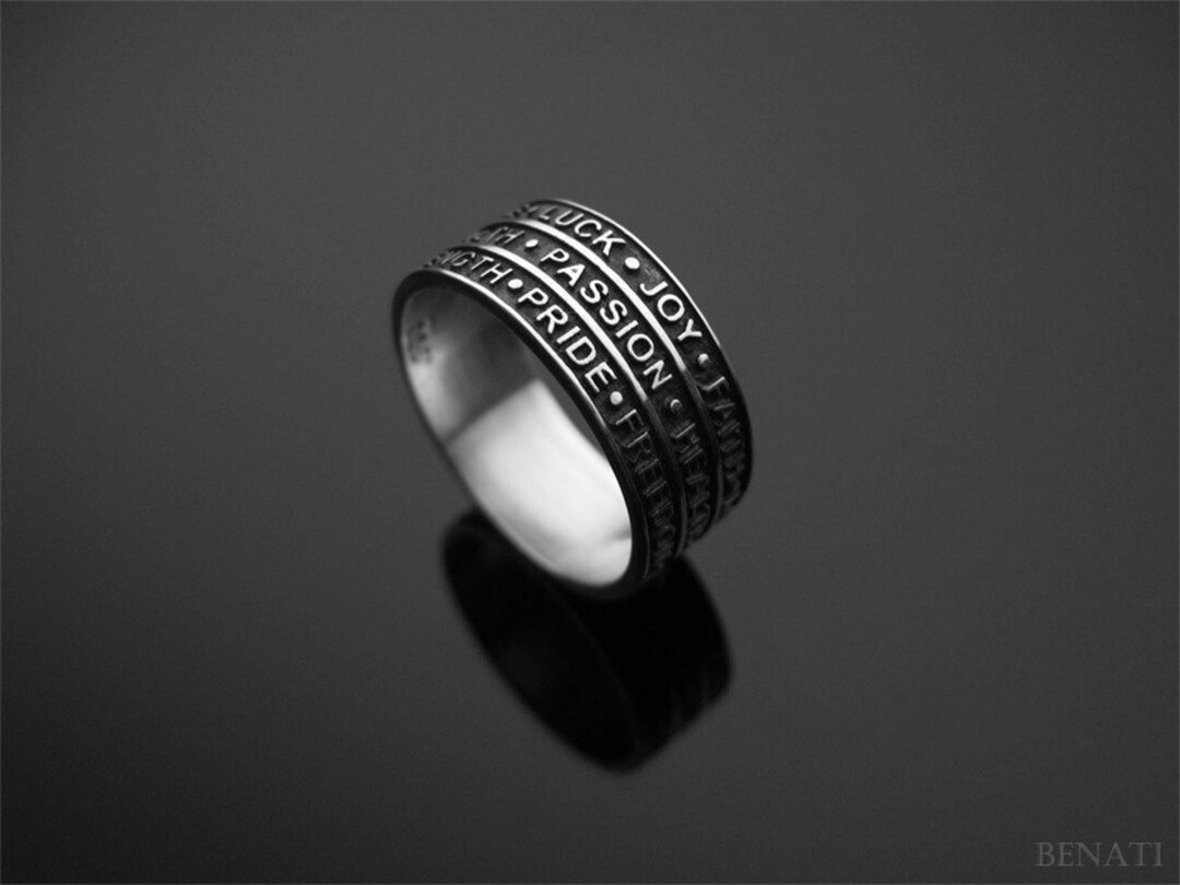 Inspiration Ring Sterling Silver, Positive Powerful Words Ring, Stamina ...