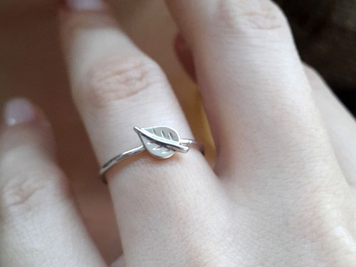 Gold Leaf Minimalist Stacking Ring Leaves Stackable Simple - Etsy Israel