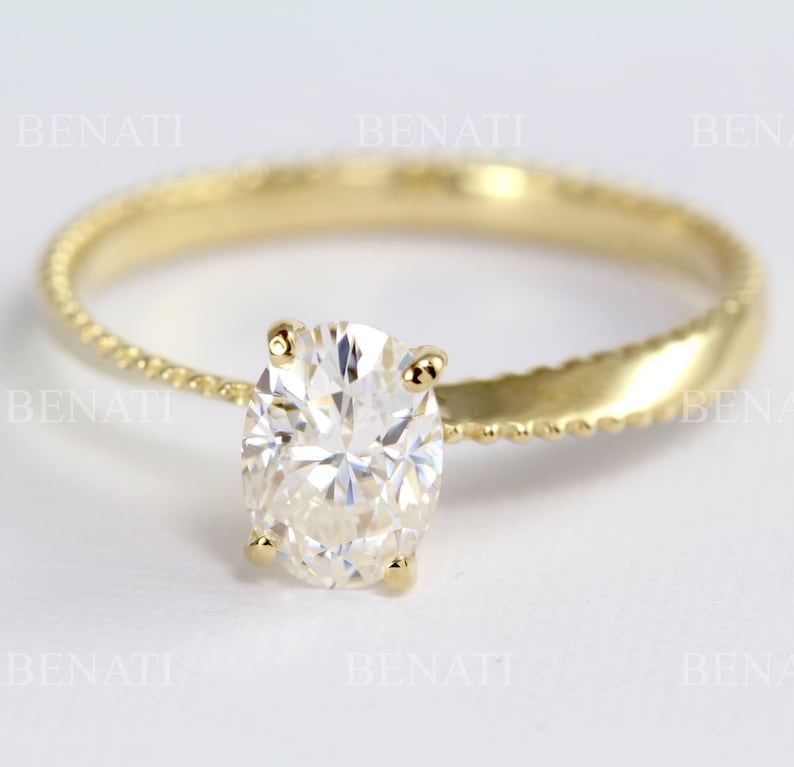 Oval Lab Grown Diamond Mobius Engagement Ring 9k/14k Gold Vintage ...